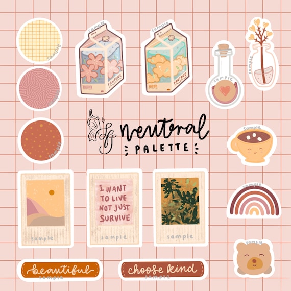 Paper, Party & Kids Craft Supplies & Tools Stickers Aesthetic Neutral ...