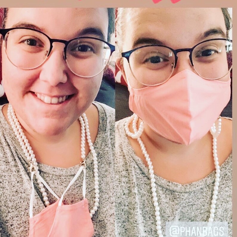 Pearl Mask Chain & Pink Cloth Mask - Etsy
