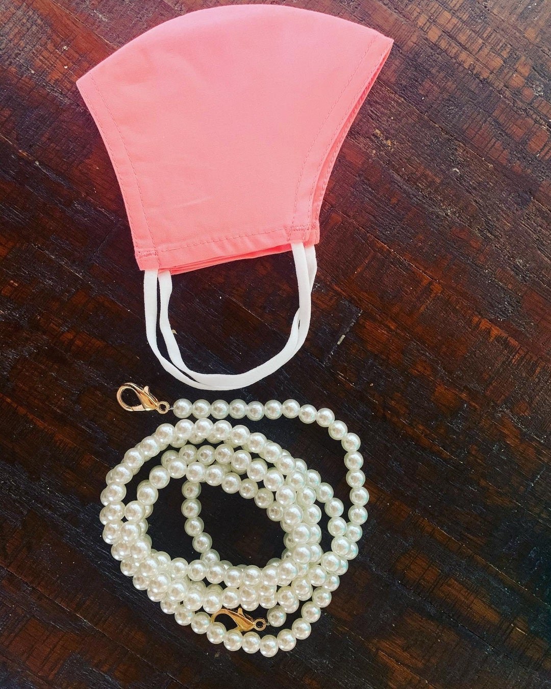 Pearl Mask Chain & Pink Cloth Mask - Etsy