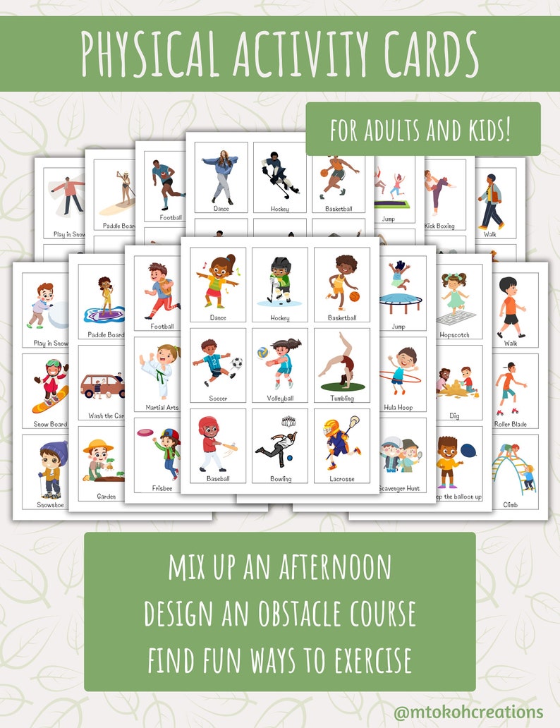 Physical Activity Cards for Adults and Kids Digital Download - Etsy