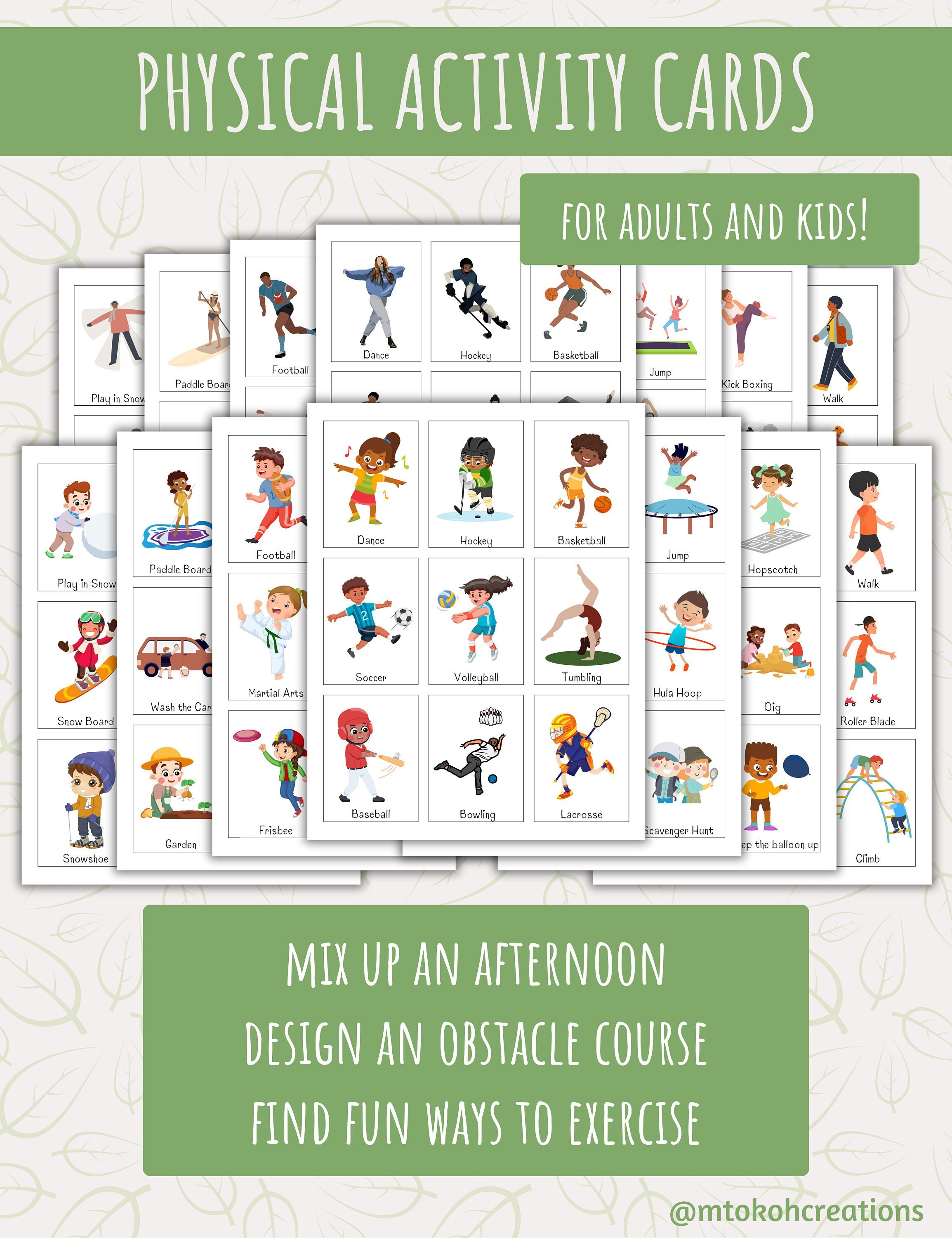 Physical Activity Cards for Adults and Kids Digital Download - Etsy