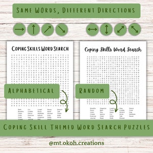Coping Skill Themed Word Search Puzzle - Etsy