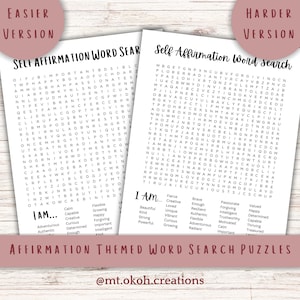 Positive Affirmations Word Search Puzzle - Etsy