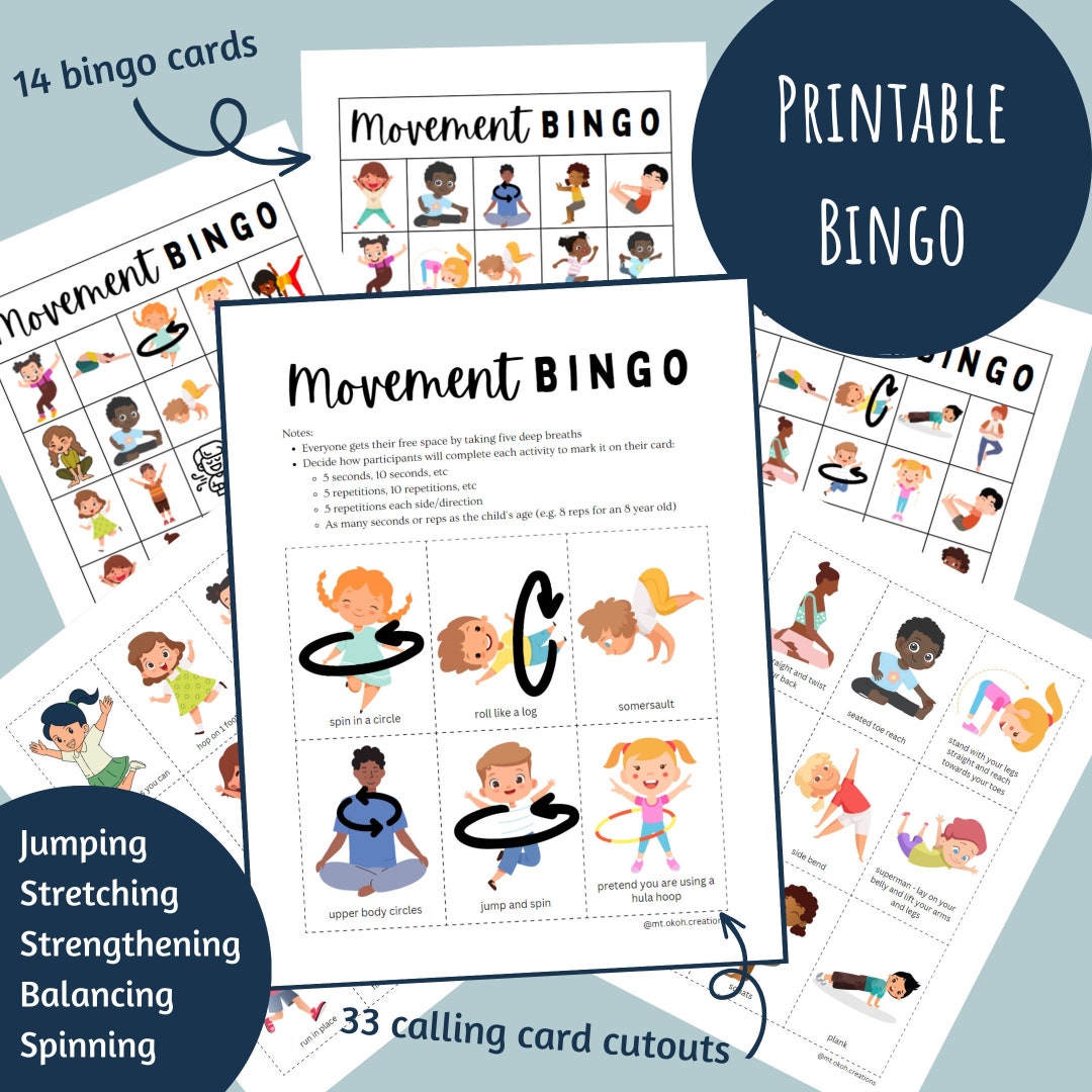 Movement Bingo Fitness for Kids - Etsy