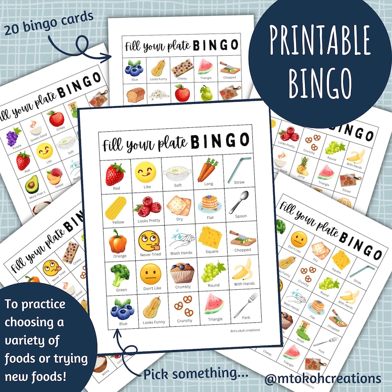 Nutrition and Food Choice Bingo - "fill Your Plate Bingo" - Etsy
