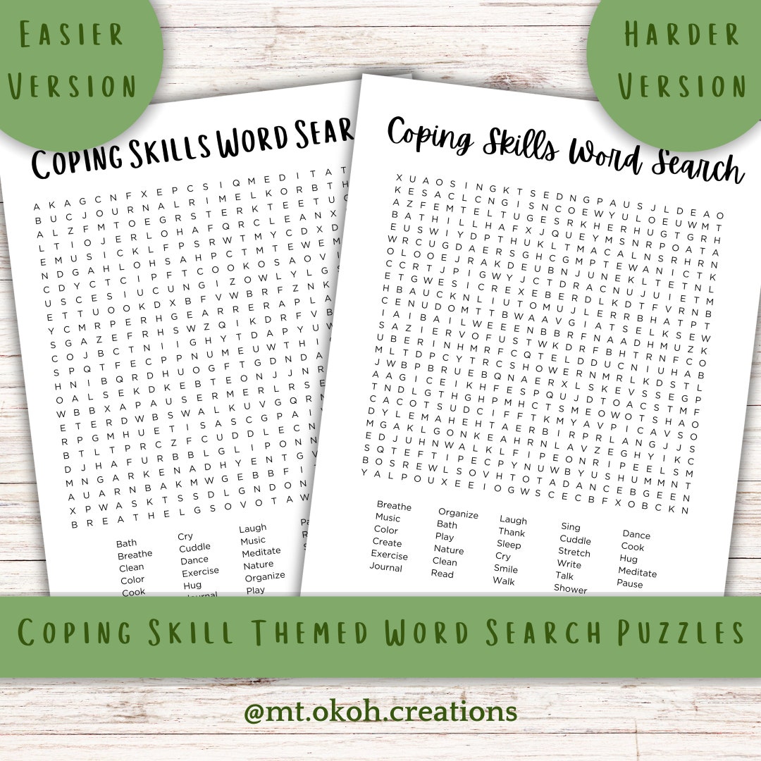 Coping Skill Themed Word Search Puzzle - Etsy