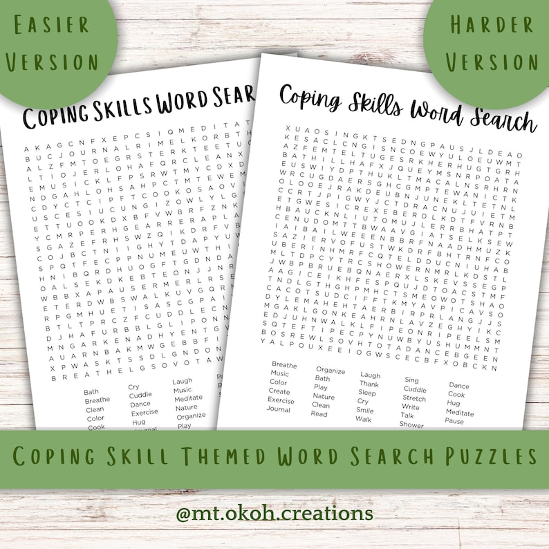 Coping Skill Themed Word Search Puzzle - Etsy