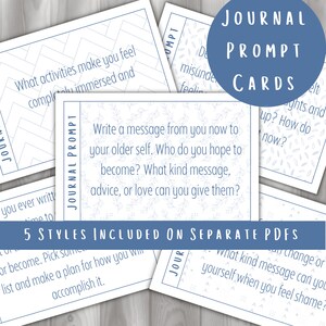 Journal Prompts Self Reflection Cards Blue - Etsy
