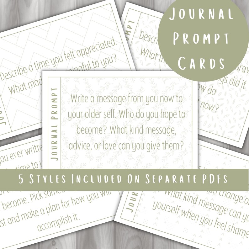 Journal Prompts - Self Reflection Cards - Sage Green - Etsy