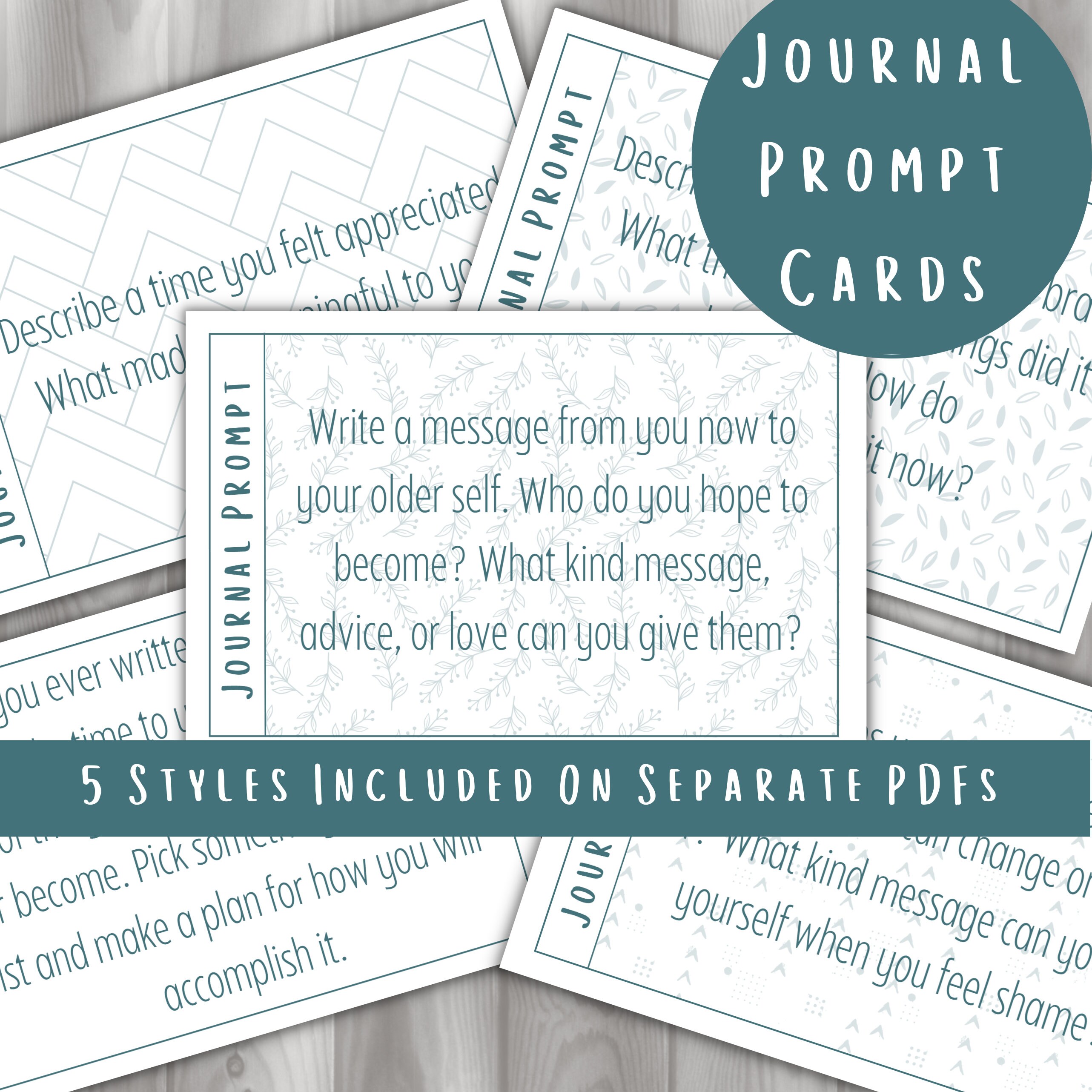 Journal Prompts - Self Reflection Cards - Teal - Etsy