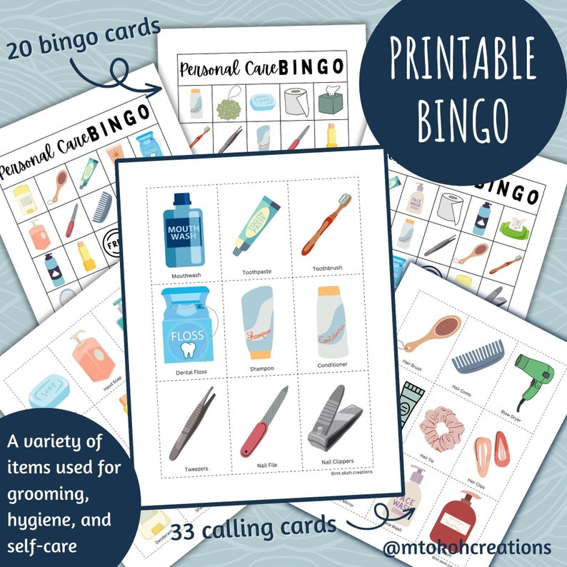 Personal Care Bingo - Hygiene Bingo - Etsy