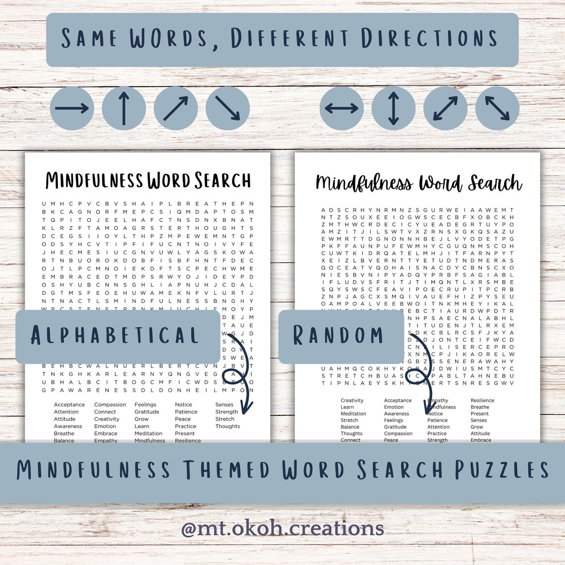 Mindfulness Word Search Puzzle Printable - Etsy