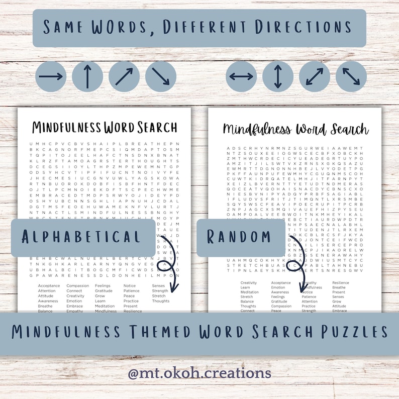 Mindfulness Word Search Puzzle Printable - Etsy