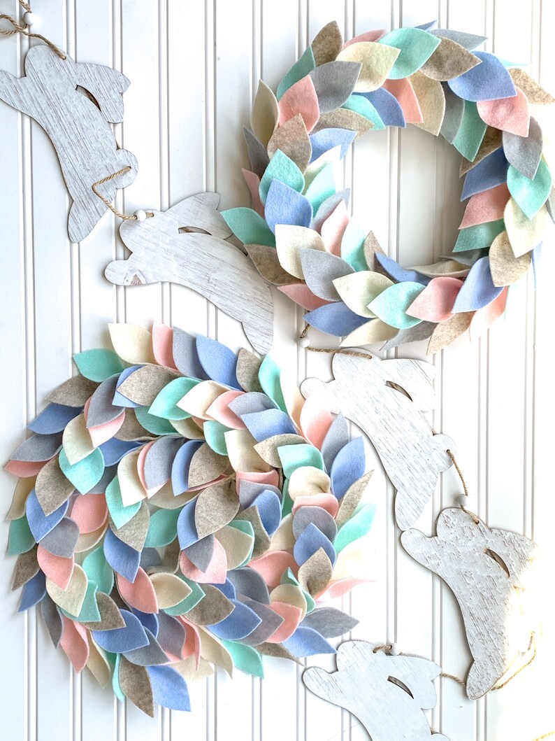 Pastel Felt Leaf Wreath: Spring Easter Decor - Etsy