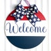 Patriotic Navy Blue Wood Sign With American Flag Ribbon - Etsy