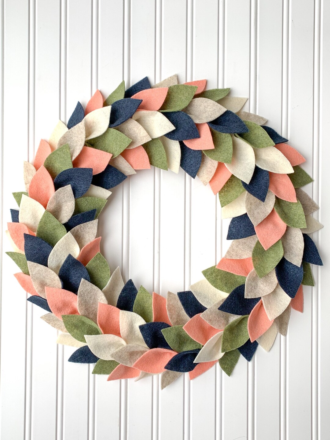 Spring Felt Leaf Wreath/easter Wreath/front Door Wreath for Spring ...