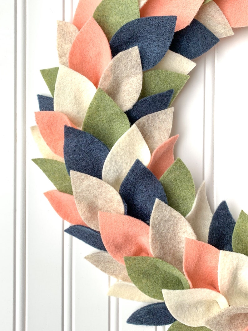 Spring Felt Leaf Wreath/easter Wreath/front Door Wreath for - Etsy