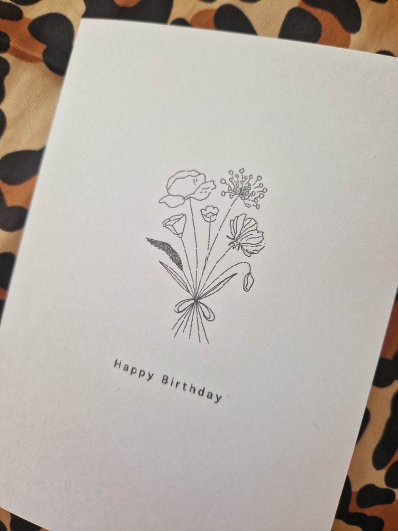 Birthday Card. Black and White Bouquet, Digital Download, Print at Home ...