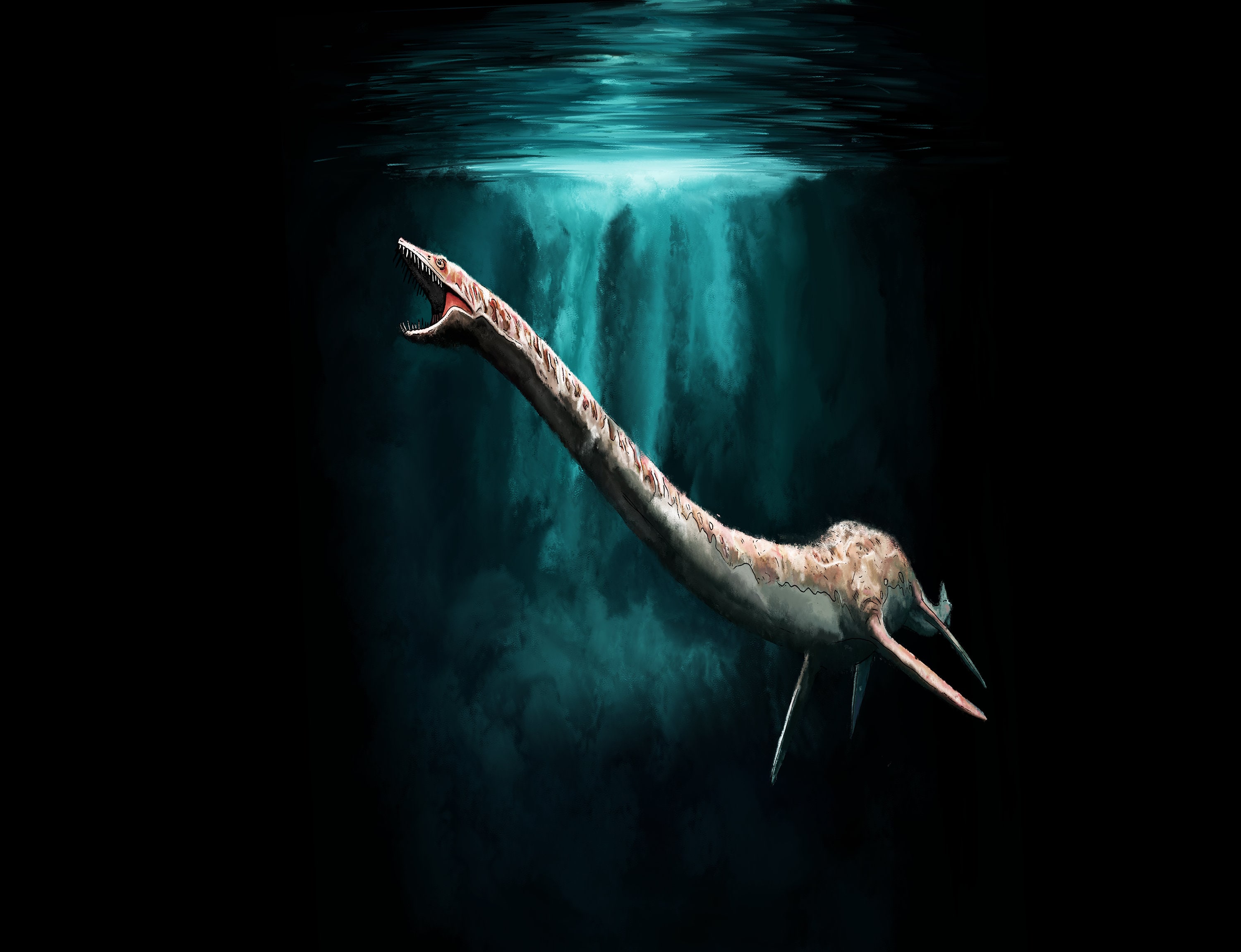 Elasmosaurus Print Paleoart Print Mesozoic Marine | Etsy