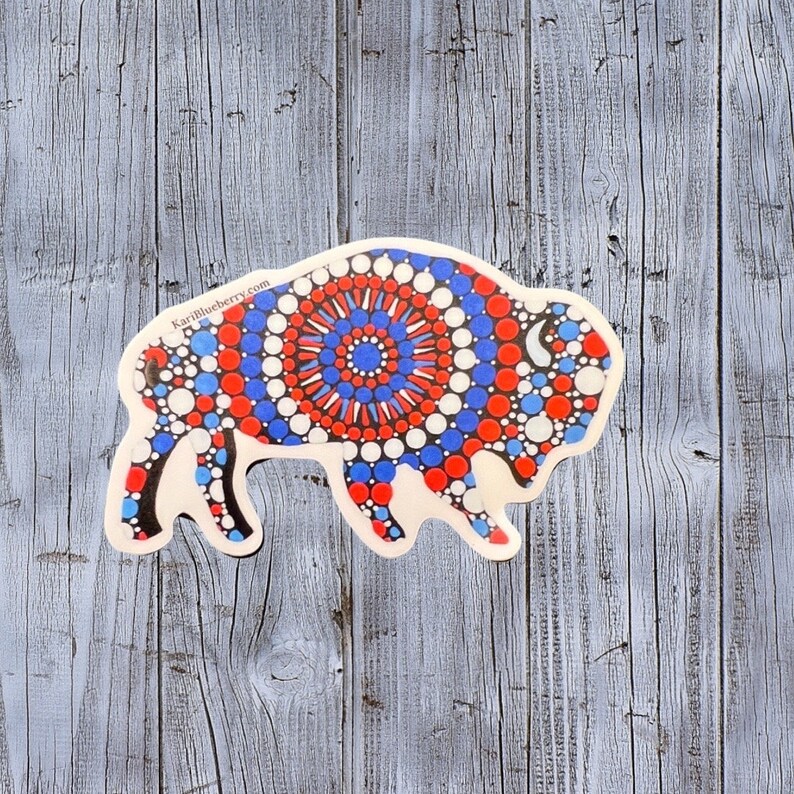 Buffalo Sticker, Buffalo Dot Art VINYL STICKER, Water Bottle Sticker ...