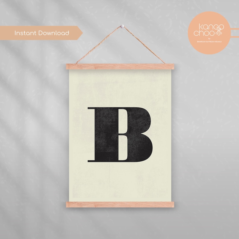 Alphabet B Poster, Printable Wall Art, Woodland Nursery, Alphabet Art ...