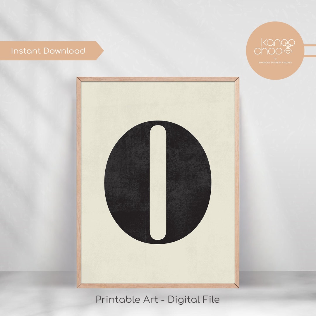 Number Zero Poster, Typography, Number Print, Black and White ...