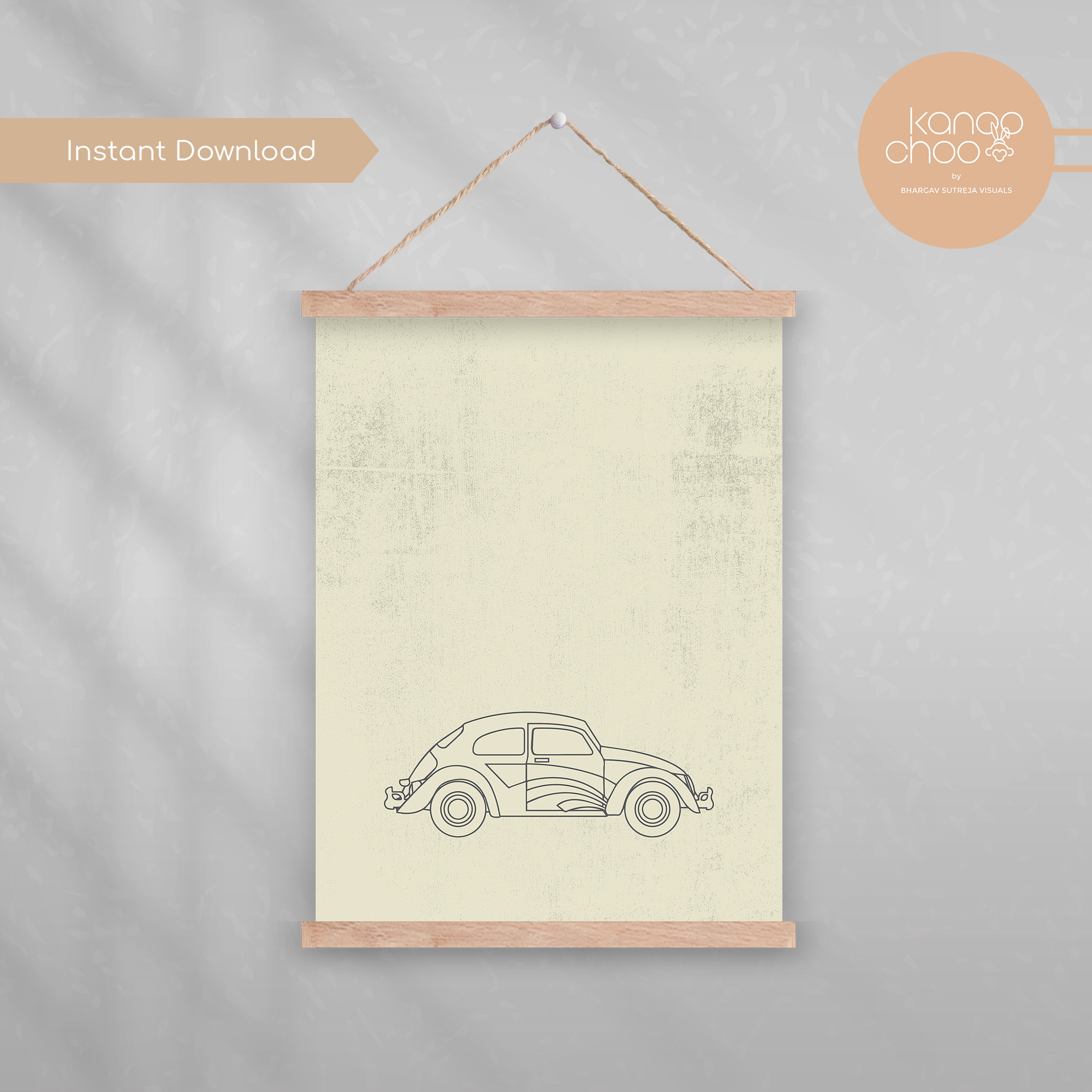 Car Poster Retro Car Print Kids Room Decor Printable Wall | Etsy