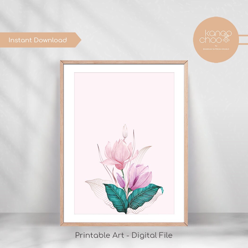 Botanical Poster, Pink Flower Print, Water Lillies Poster, Blooming ...