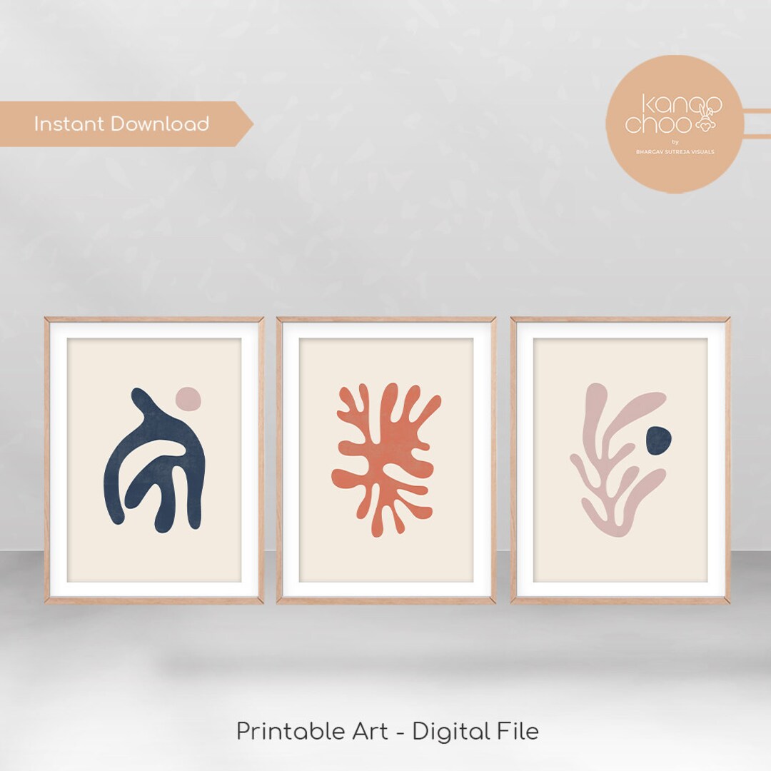 Henri Matisse Contemporary Organic Shapes Posters, Abstract Collage Set ...