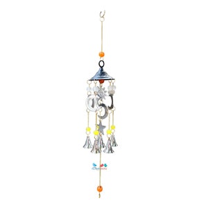 Celestial Wind Chimes Sun Catcher, Indian Brass Bells Silver Windchime ...