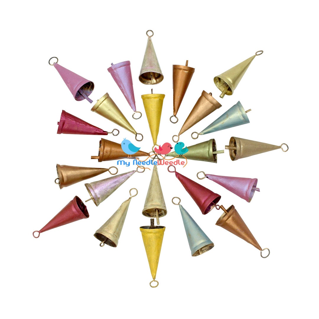 20 Rainbow Hand Painted Tin Cow Bells, Do It Yourself Christmas Wind ...