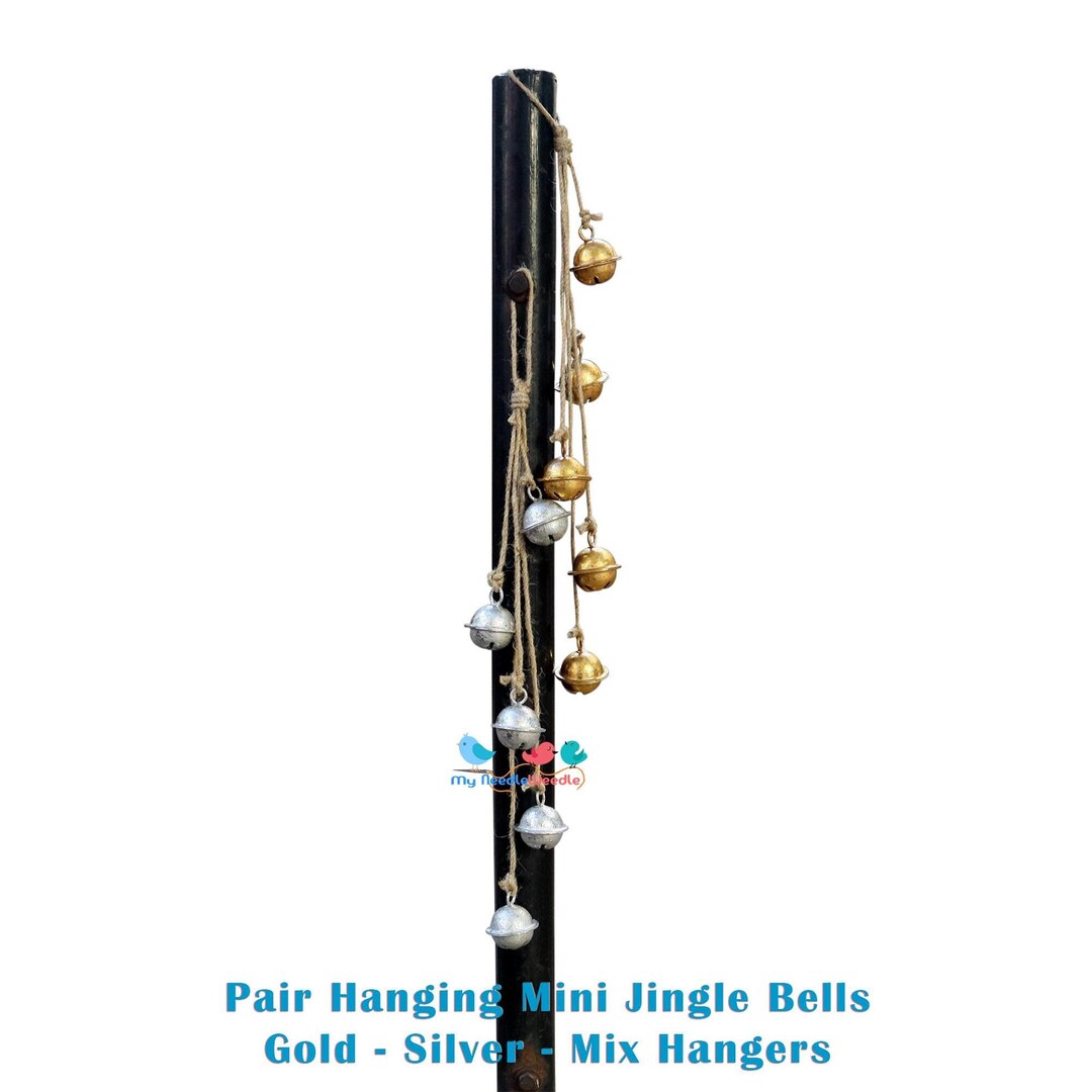 Pair Gold Silver Jingle Bells String for Mantle Decor, Fireplace ...
