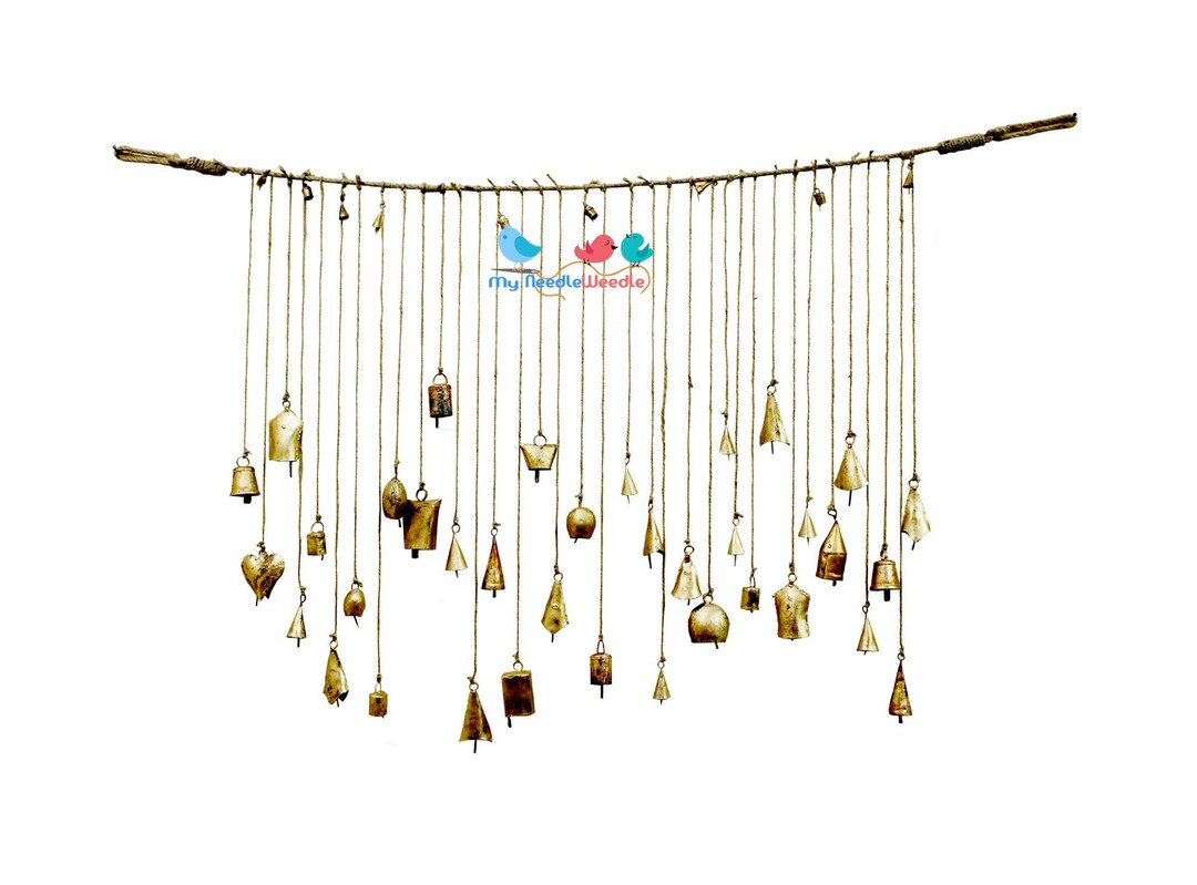 Bell Curtain Wall Art Hanging Bells Shabby Chic Decor Farmhouse Wall ...
