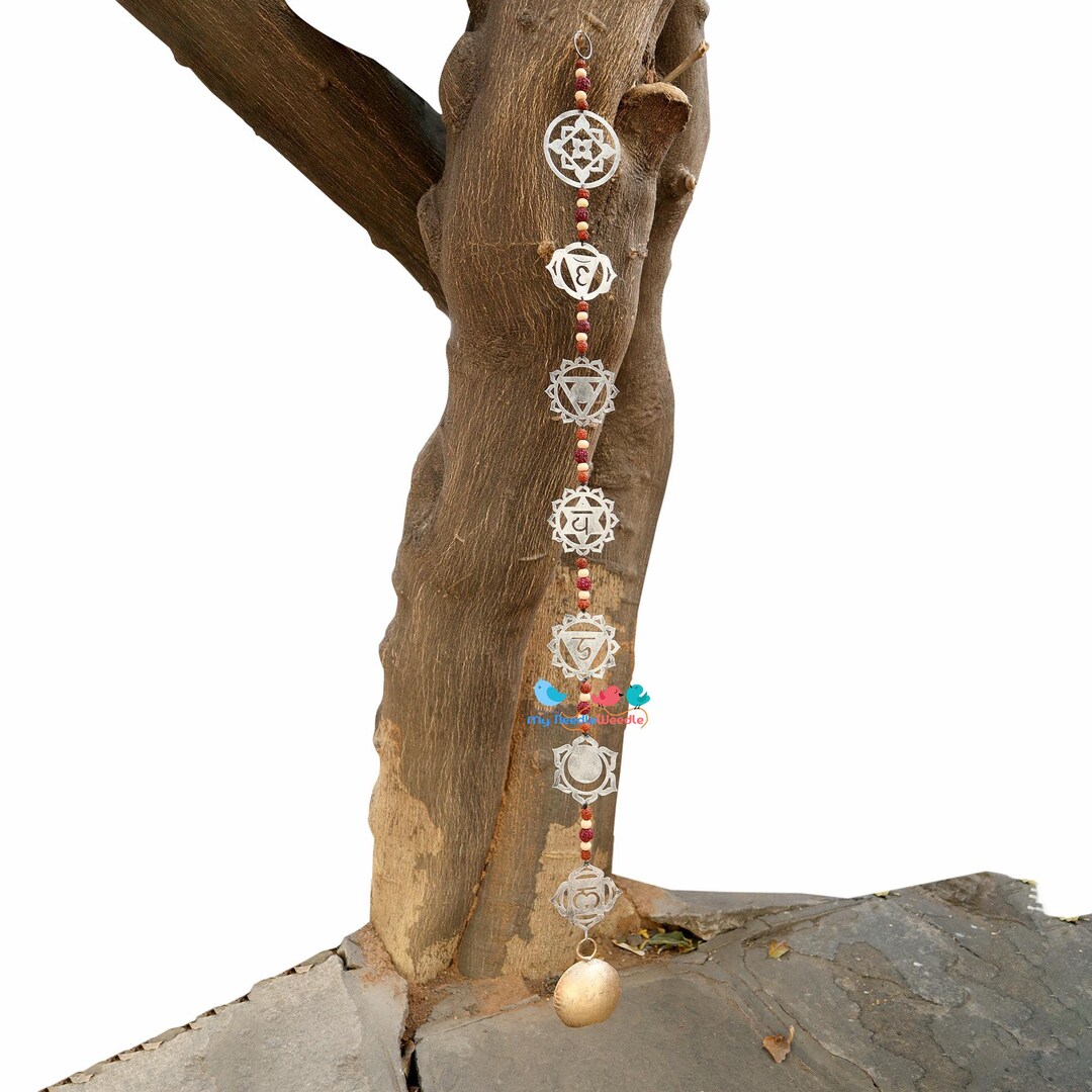 7 Chakra Wind Chimes - Outdoor Garden, Home & Porch Decor, Silver ...