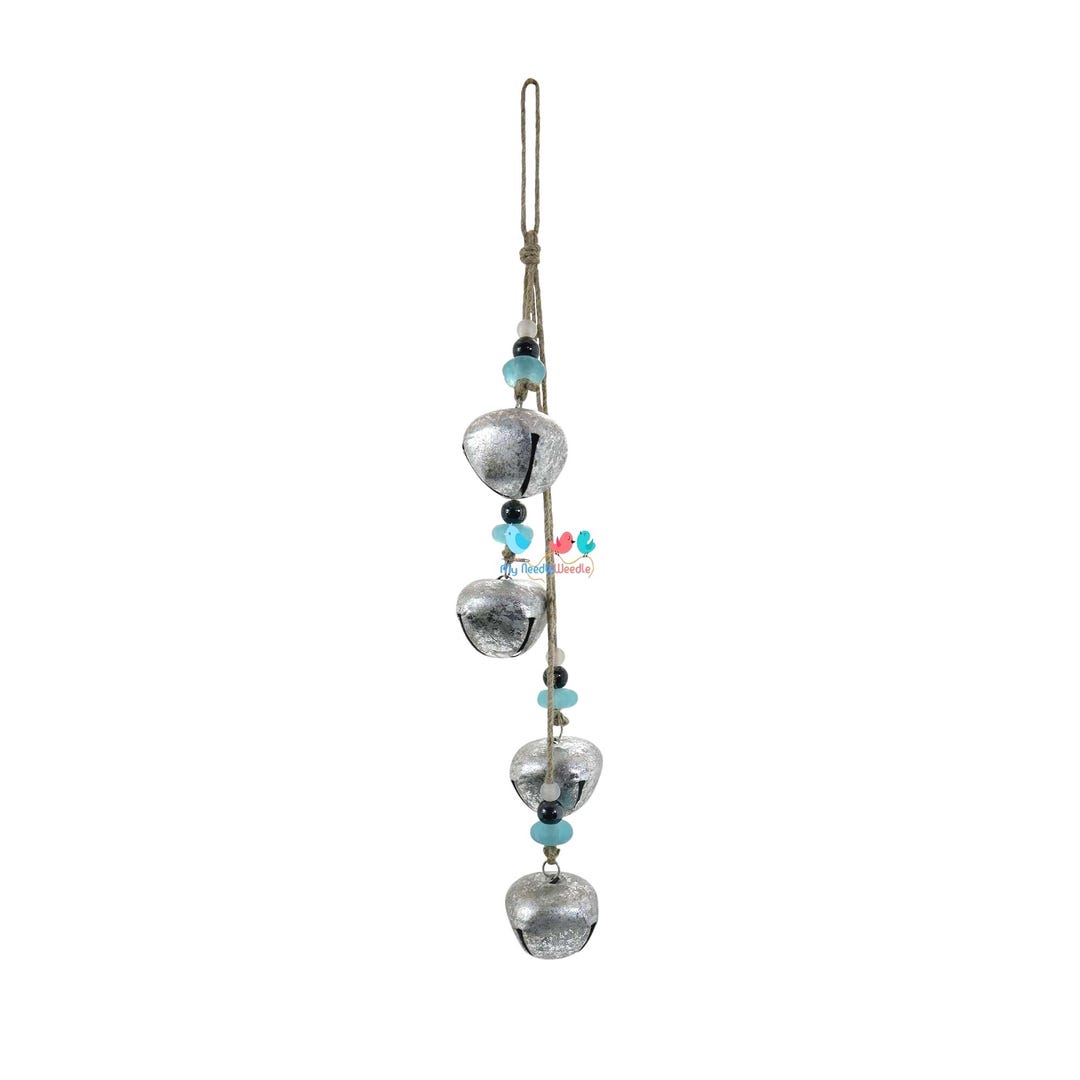 Large Silver Jingle Bells Beaded Cluster Garland for Front Door Wreath ...