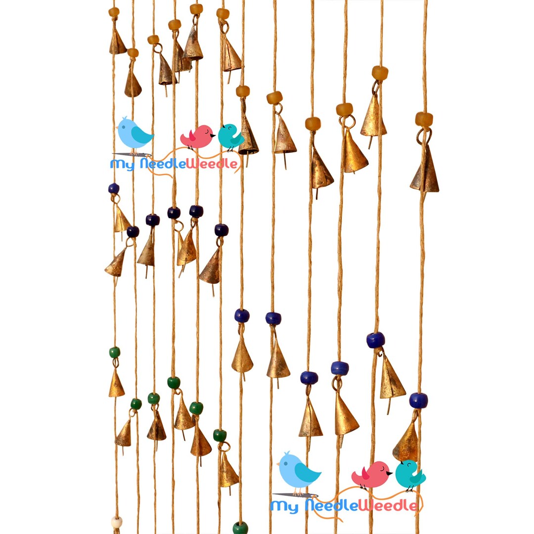 6 Boho Beaded Bells Door Curtains, Unique Farmhouse Boho Decor Doorway ...