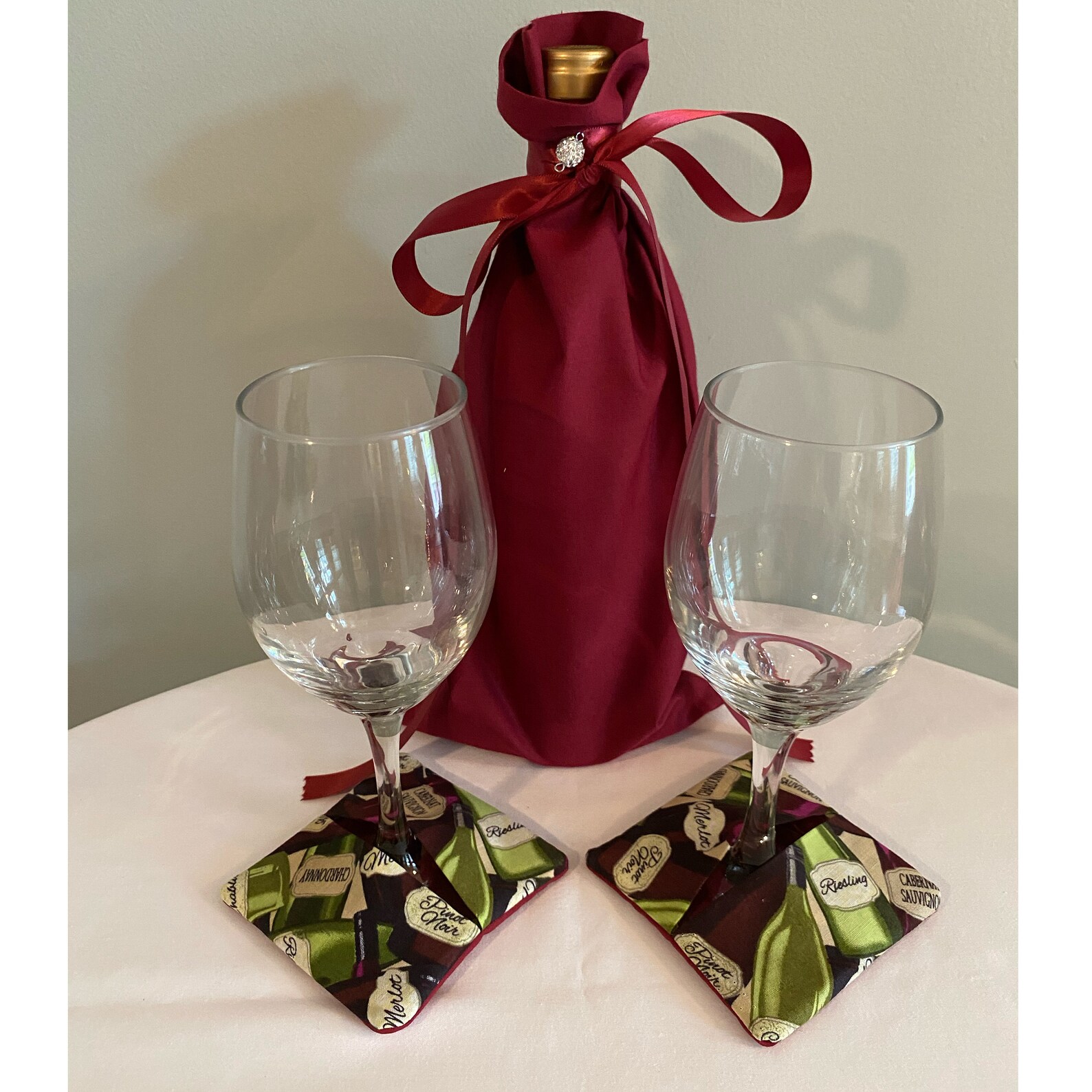 Wine Lover Wine Glass Cozies Slippers Coasters And Matching Etsy