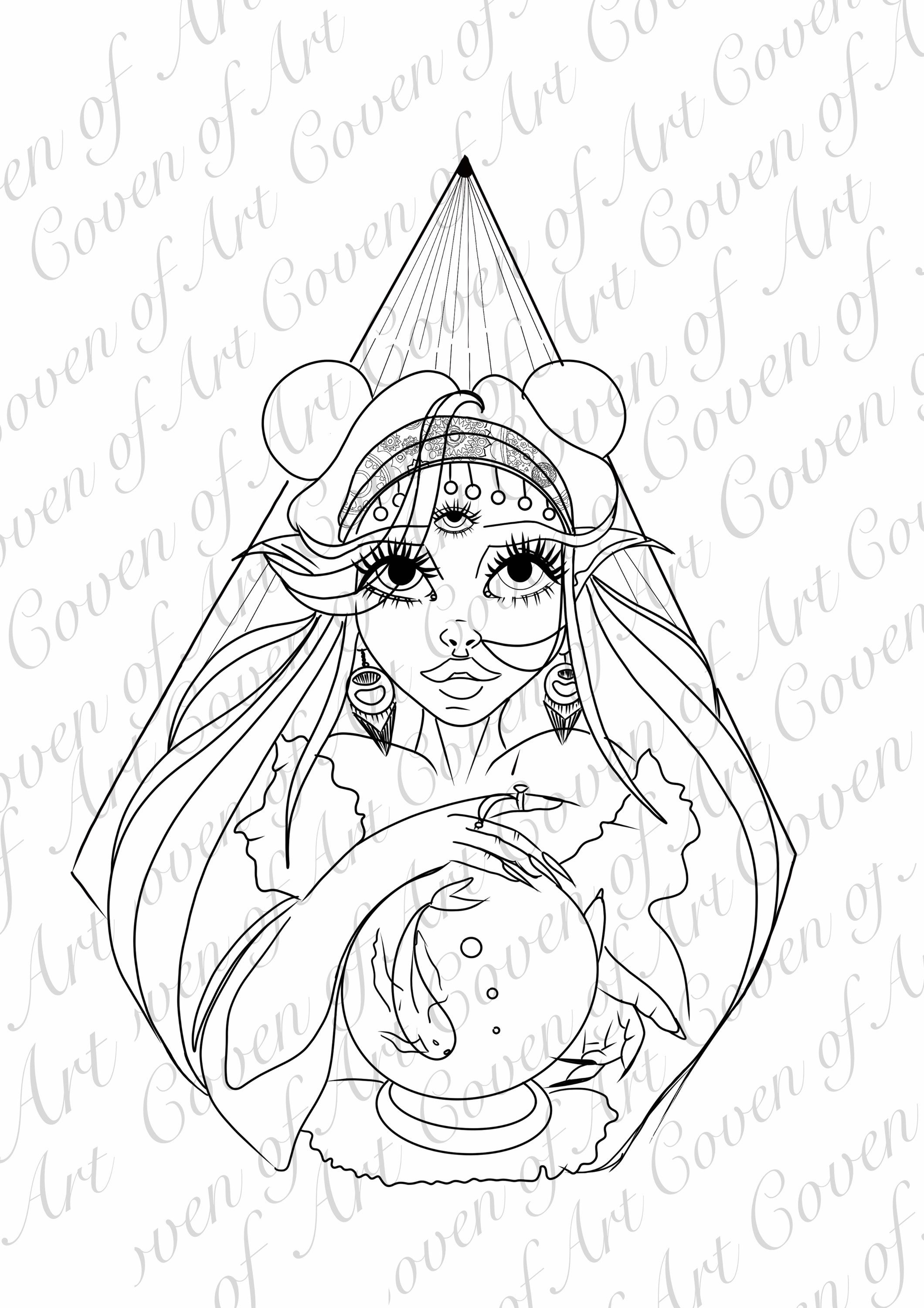 Art & Collectibles fortune tella Physical colouring page Drawing ...