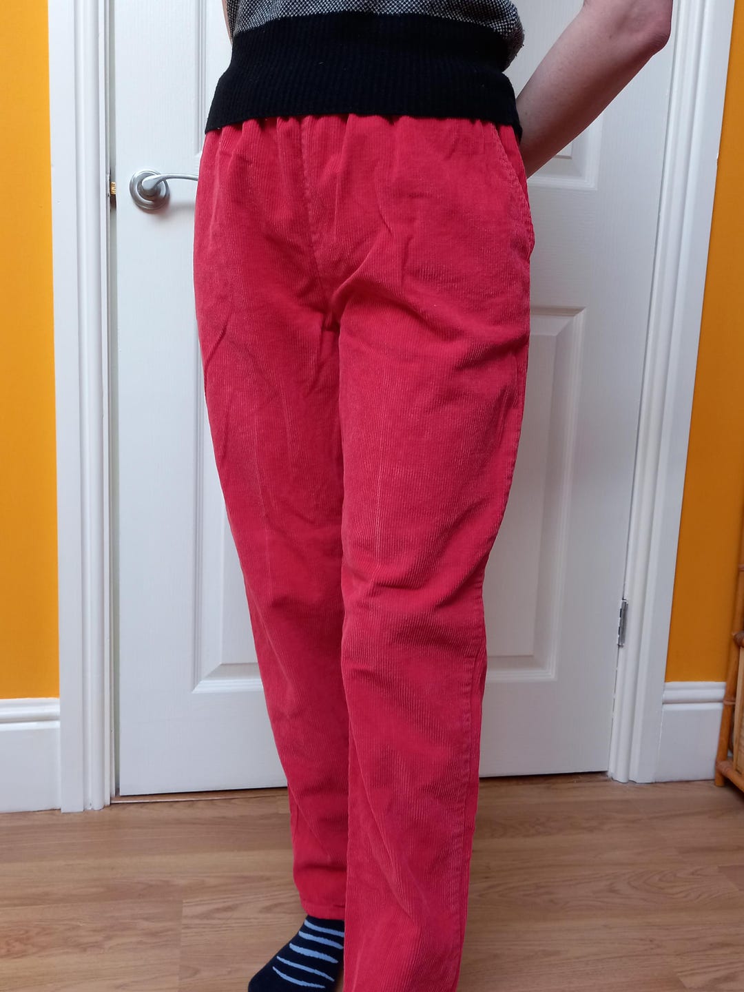 Vintage Womens 80s High Waisted Red Cord Trousers Size 12 - Etsy UK