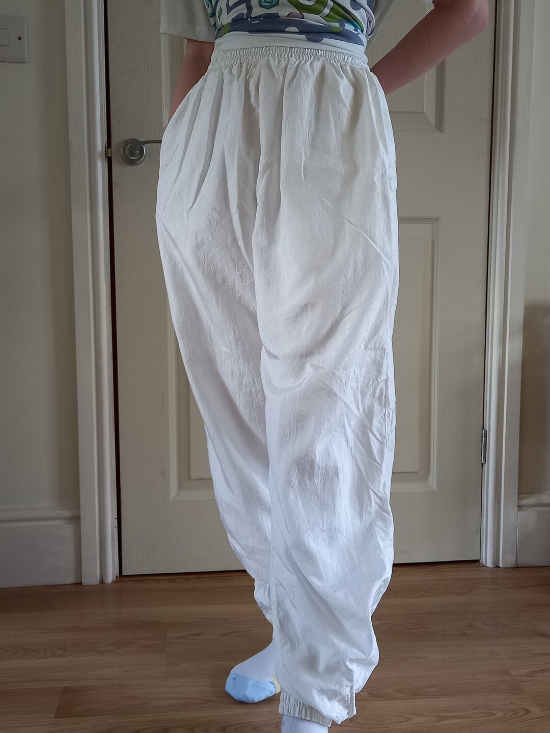 Vintage Womens 80s White Shell Suit Trousers Size Large - Etsy UK