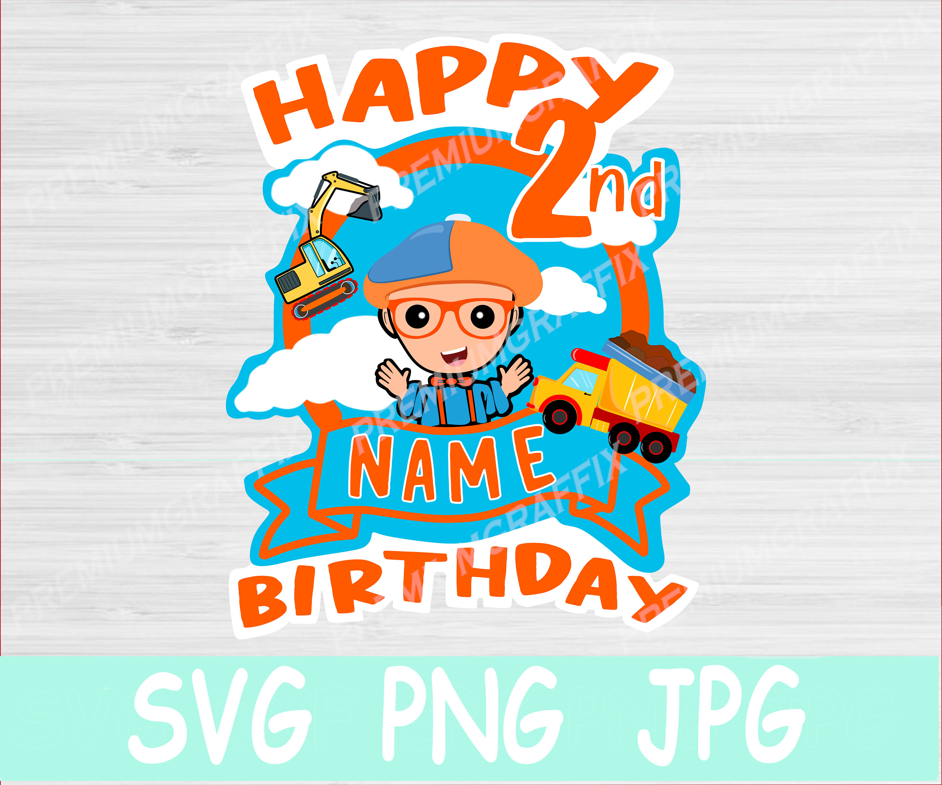 Blippi Inspired Happy 2nd Birthday Cake Topper Birthday Card | Etsy