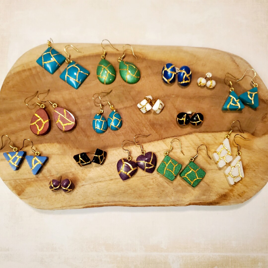 Resin Earrings Kintsugi (customizable) - Etsy