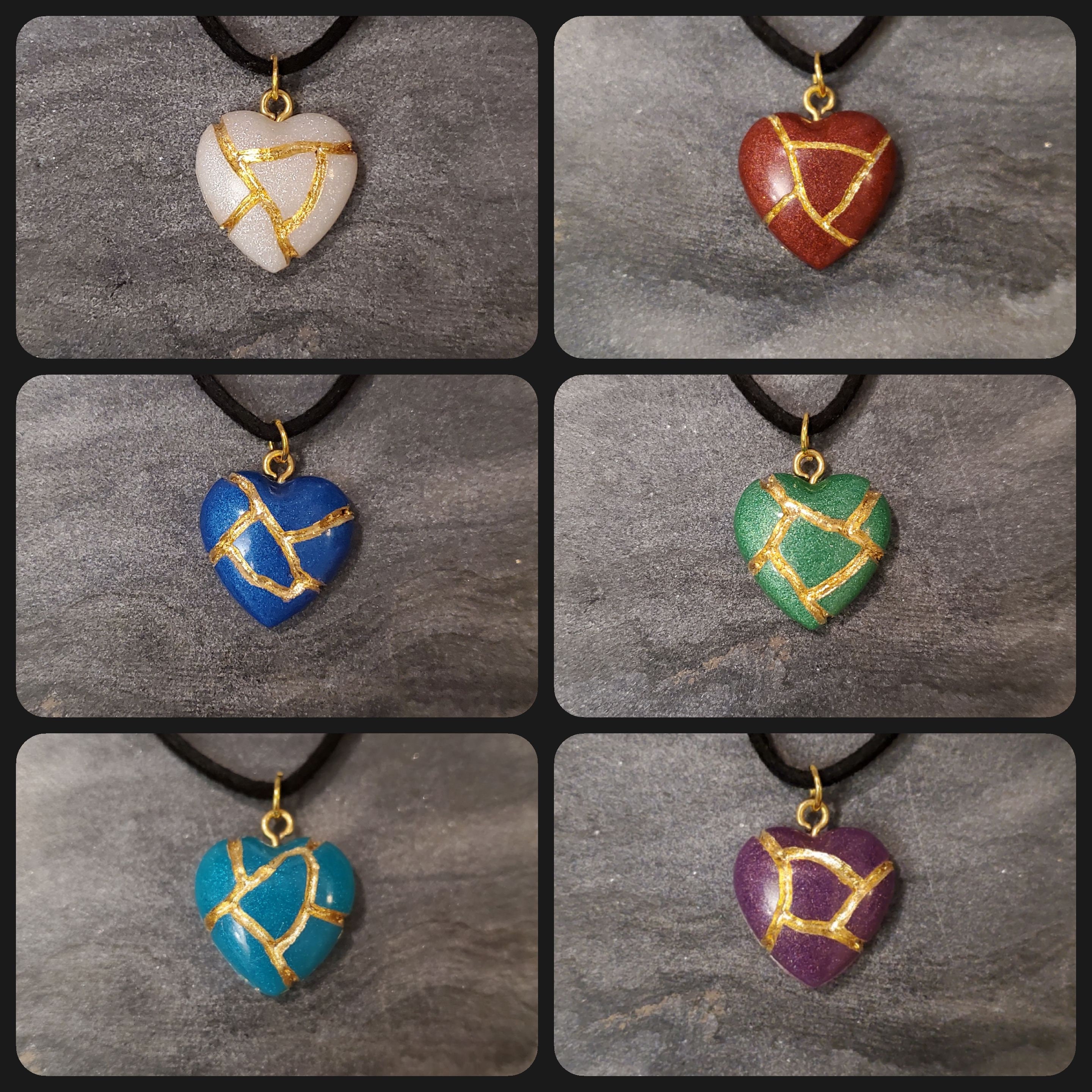 Resin Necklace Heart Kintsugi (customizable) - Etsy