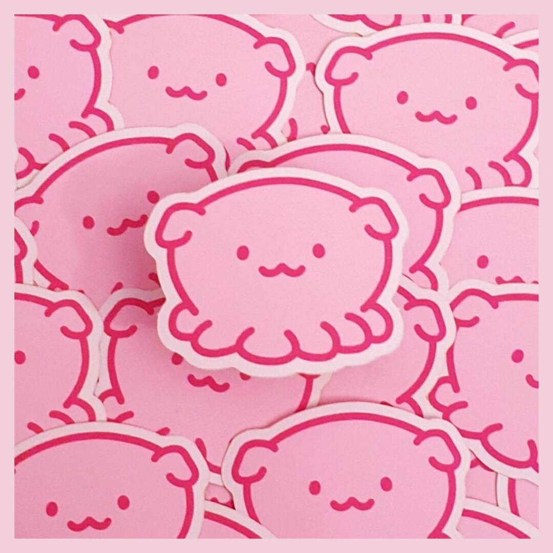 Cute Matte Vinyl Sticker - Pink Umbrella Octopus - Etsy