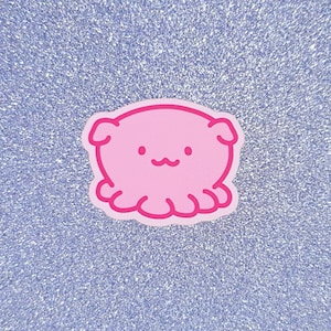 Cute Matte Vinyl Sticker - Pink Umbrella Octopus - Etsy