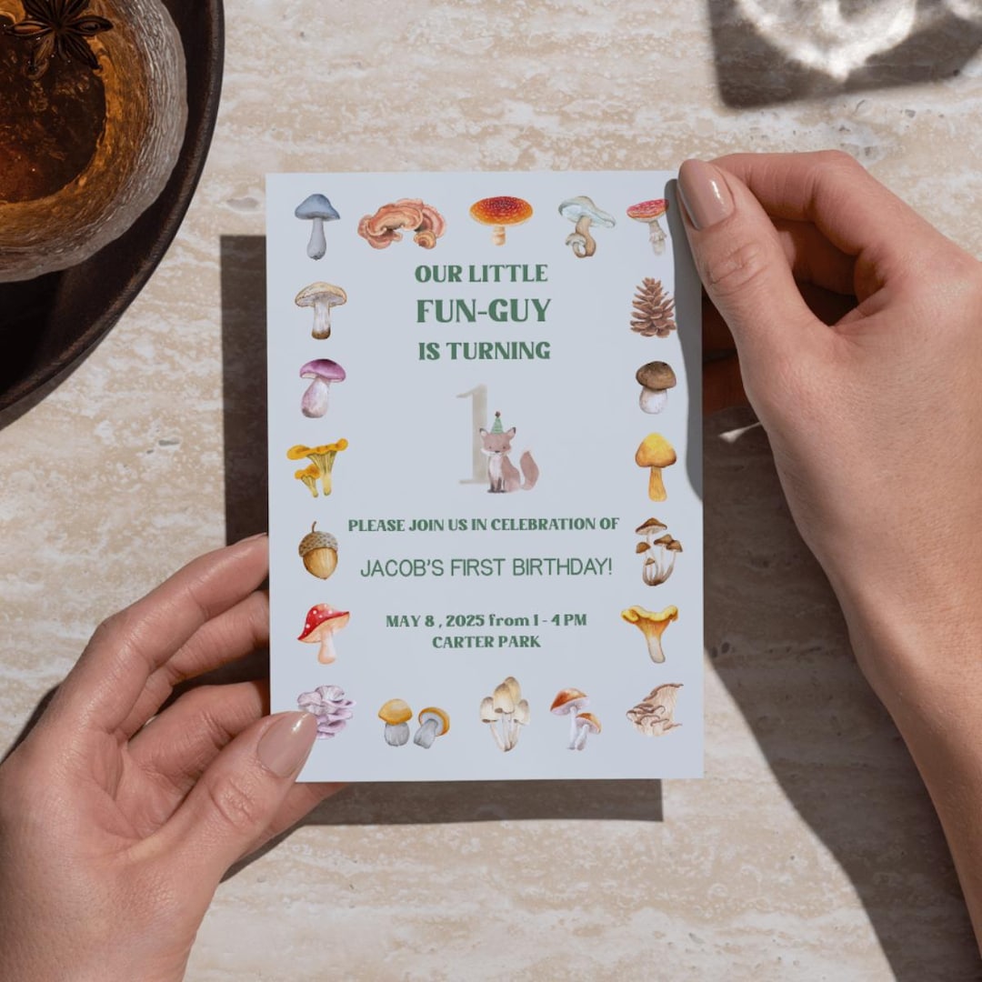 Fun-guy Fungi Mushroom Birthday Party Invitation - Etsy