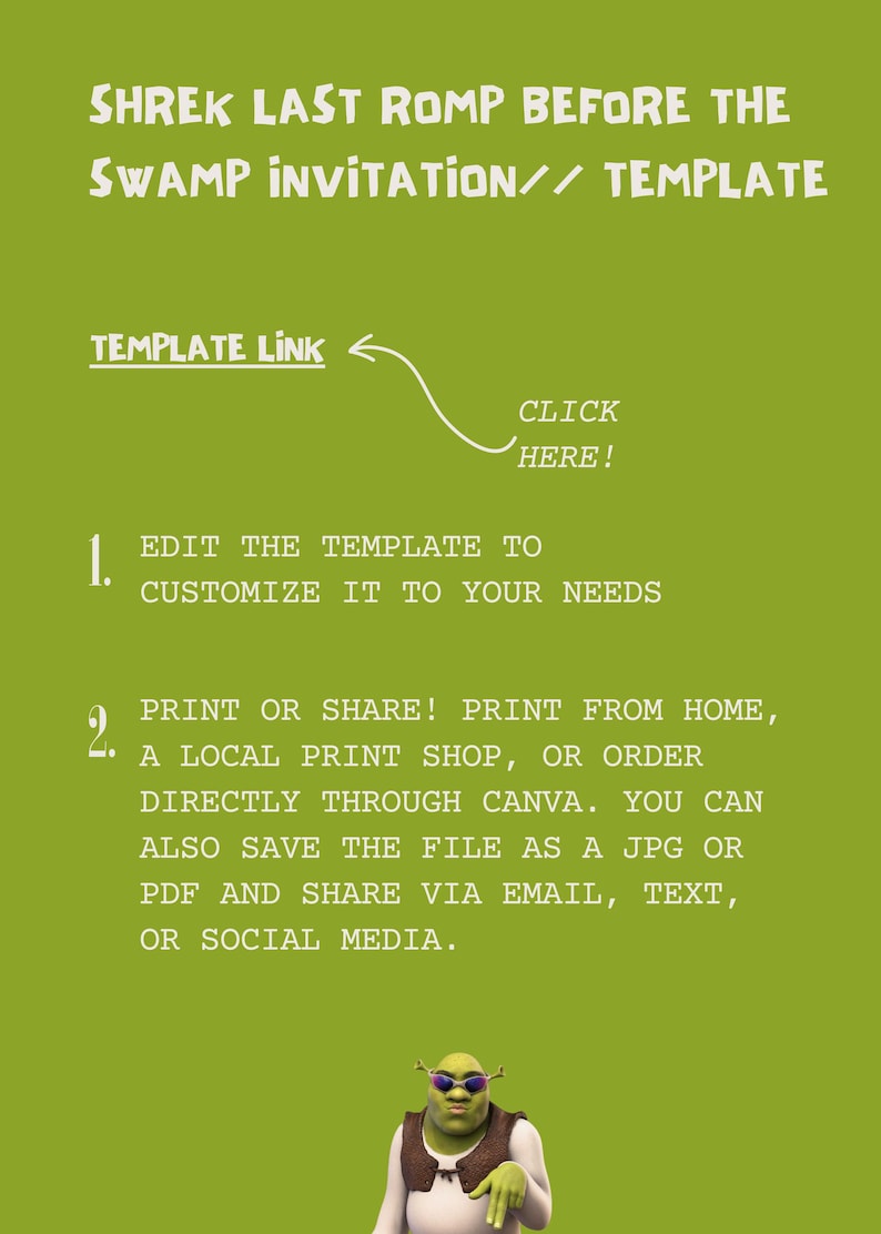 Shrek Last Romp in the Swamp Bachelorette Party Invitation - Etsy