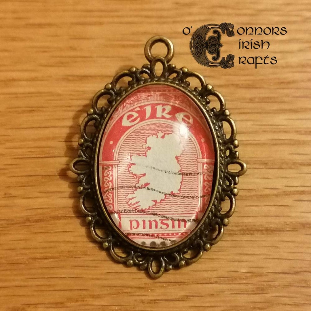 O'connors Irish / Eire Map of Ireland 1 Penny Stamp Red 1922-23 Pendant ...