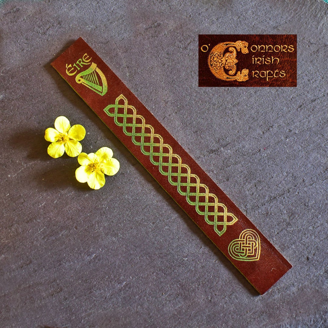 O'connors Irish Celtic Knot Harp & Heart Recycled Brown Leather ...