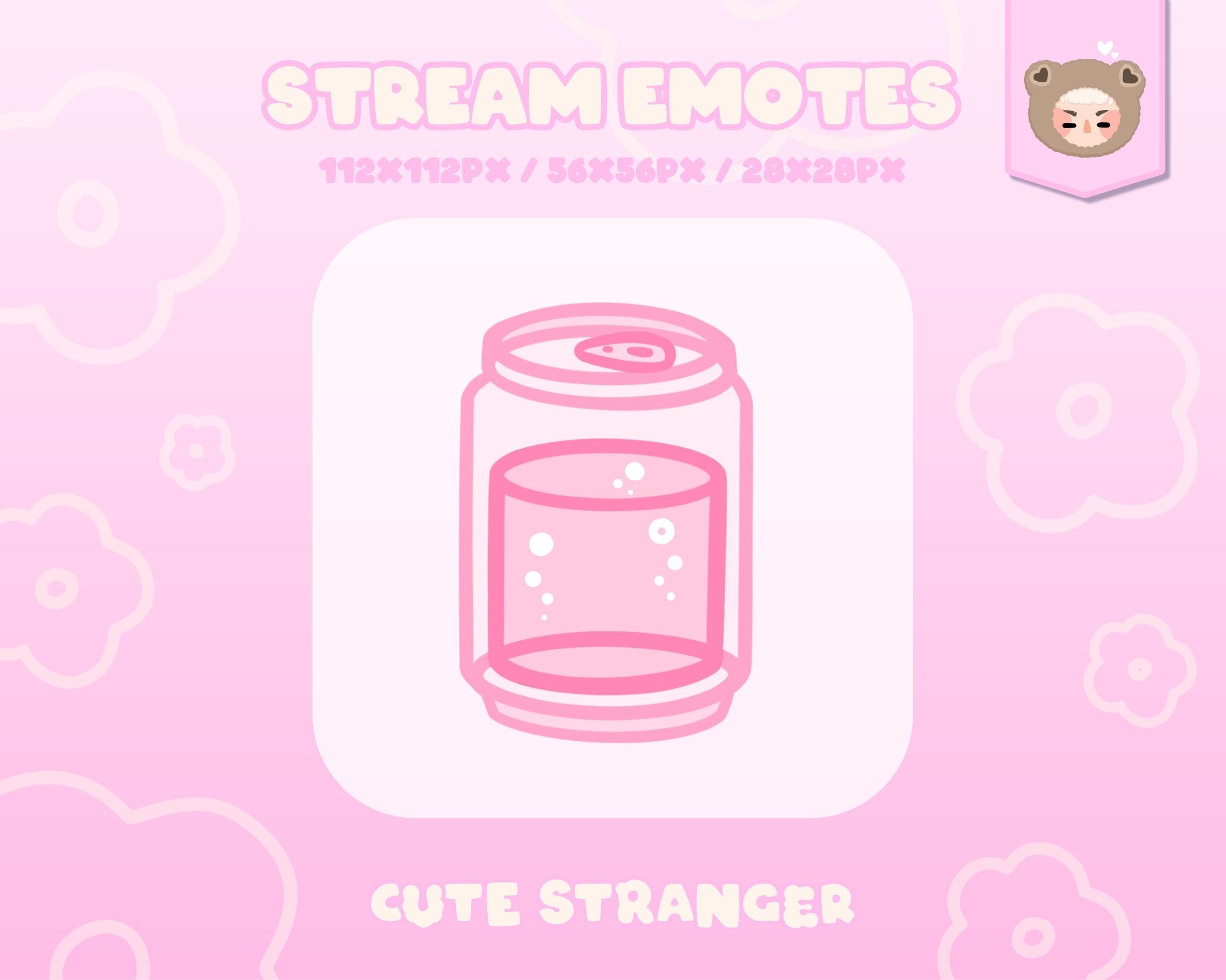 SODA CAN Twitch Emote Pastel Pink / Stream Graphics / Cute / Streamer ...